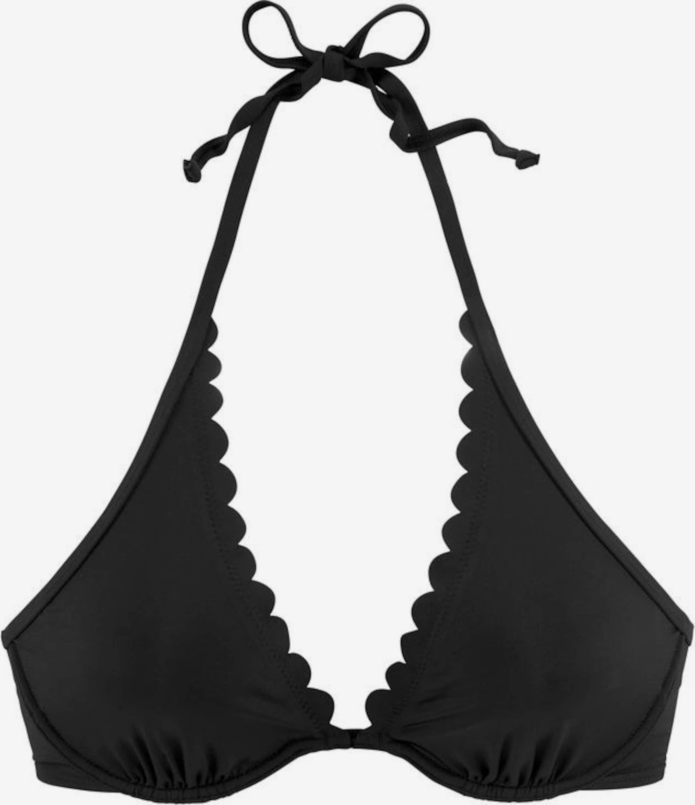 LASCANA Triangel Bikinitop 'Scallop' in Schwarz | ABOUT YOU