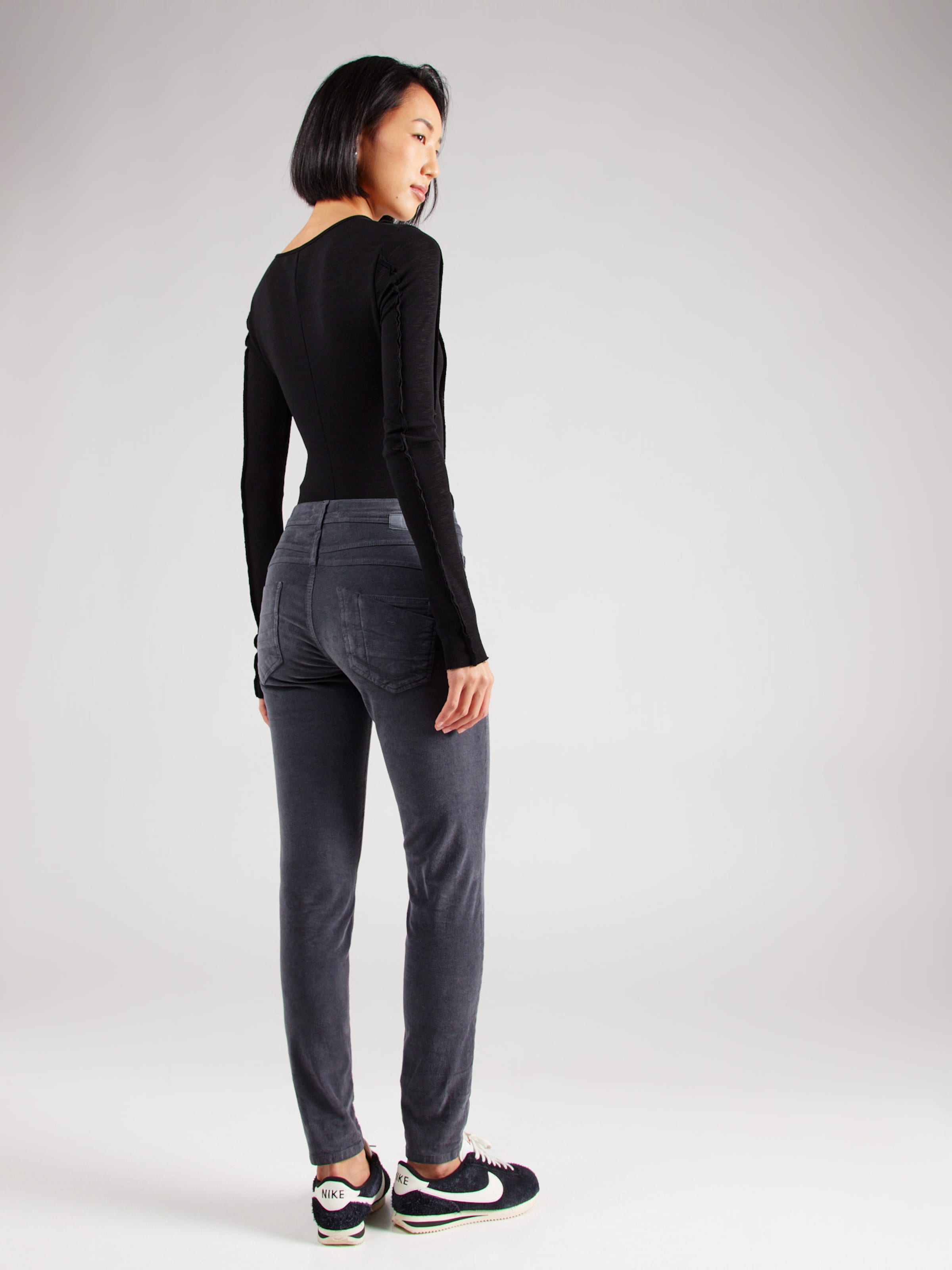 Dark grey slim fit trousers womens store