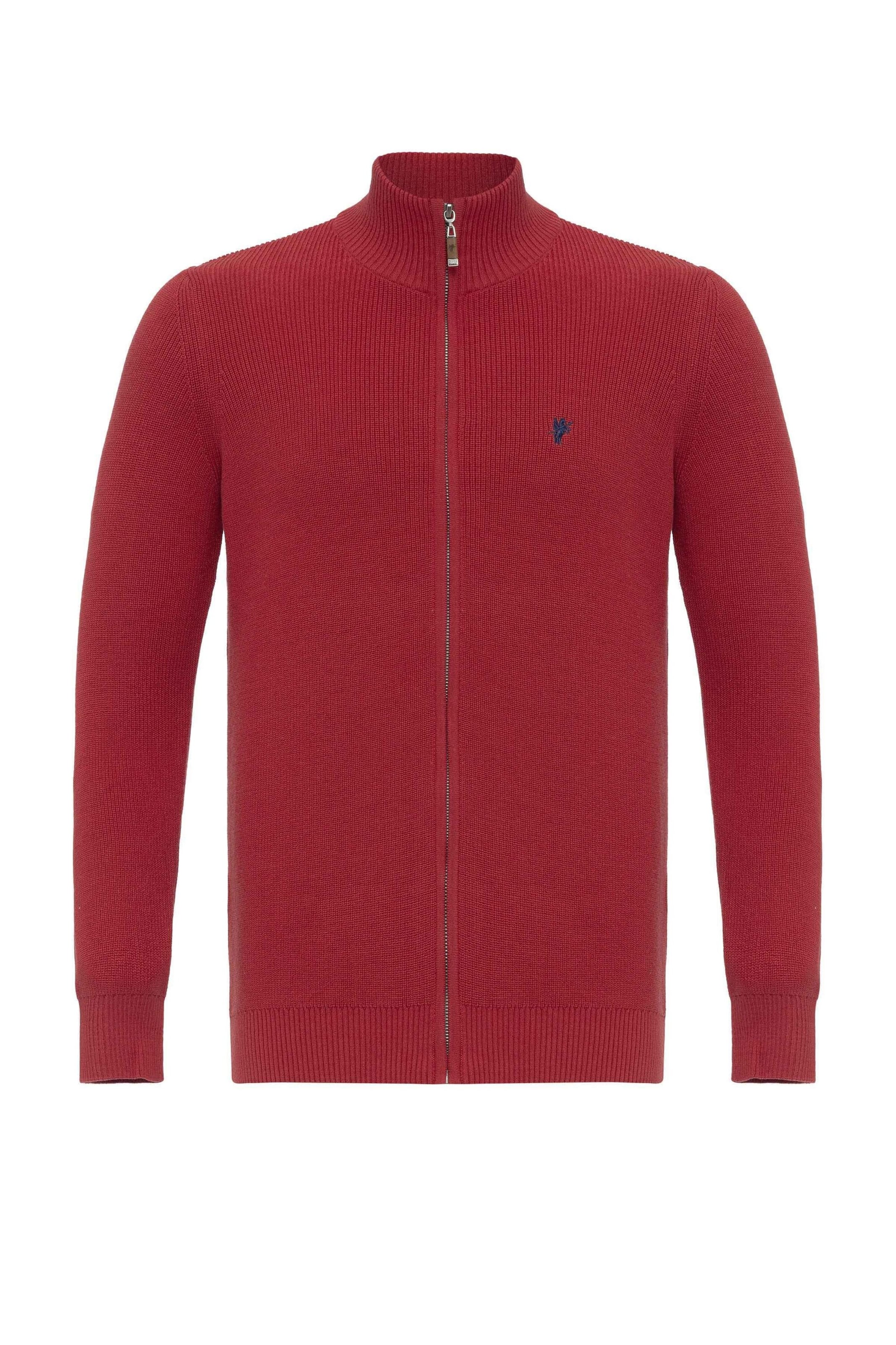 DENIM CULTURE Kardigán 'BRANDON ' vo farbe Červená | ABOUT YOU