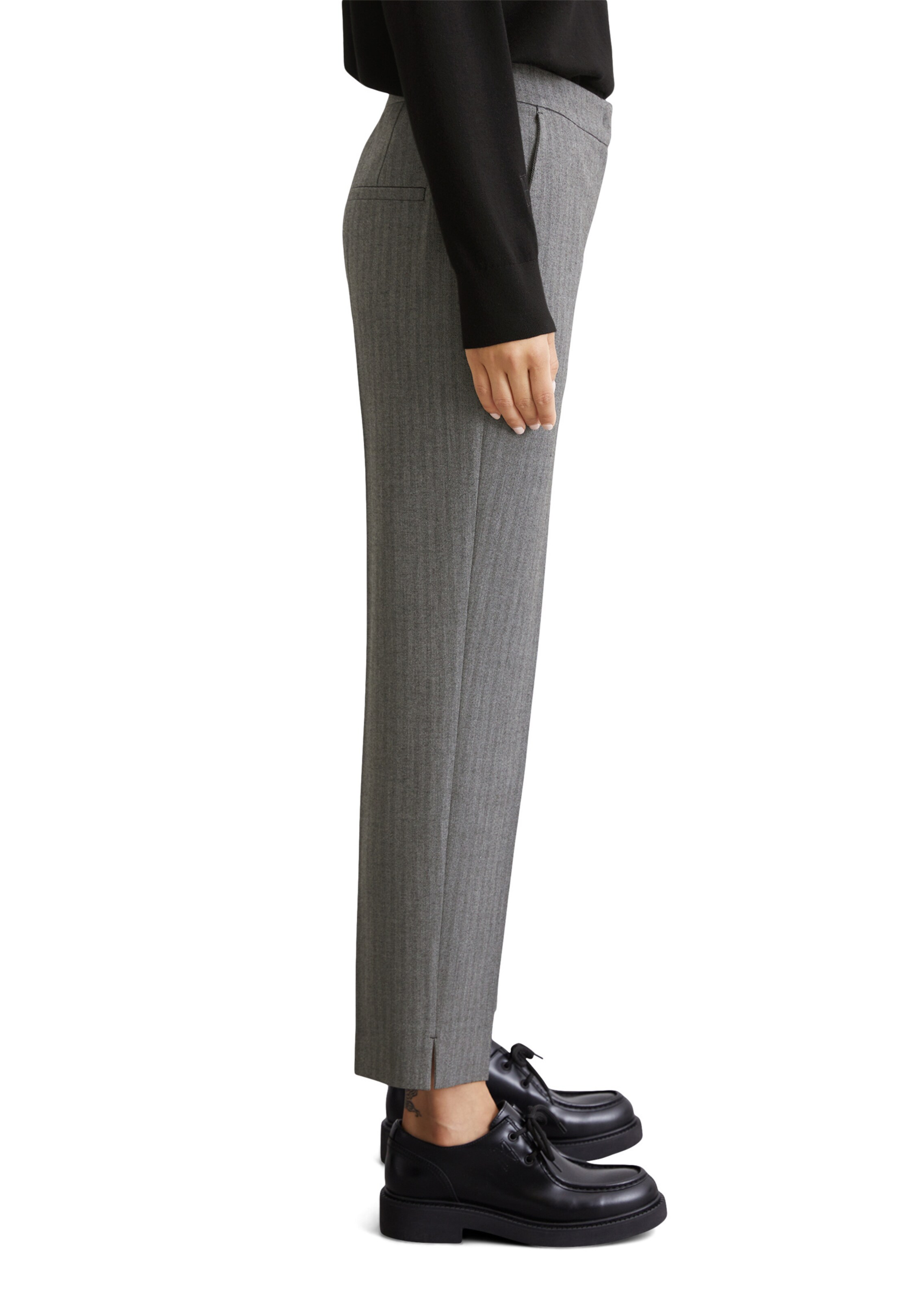 Dark grey slim fit trousers womens store