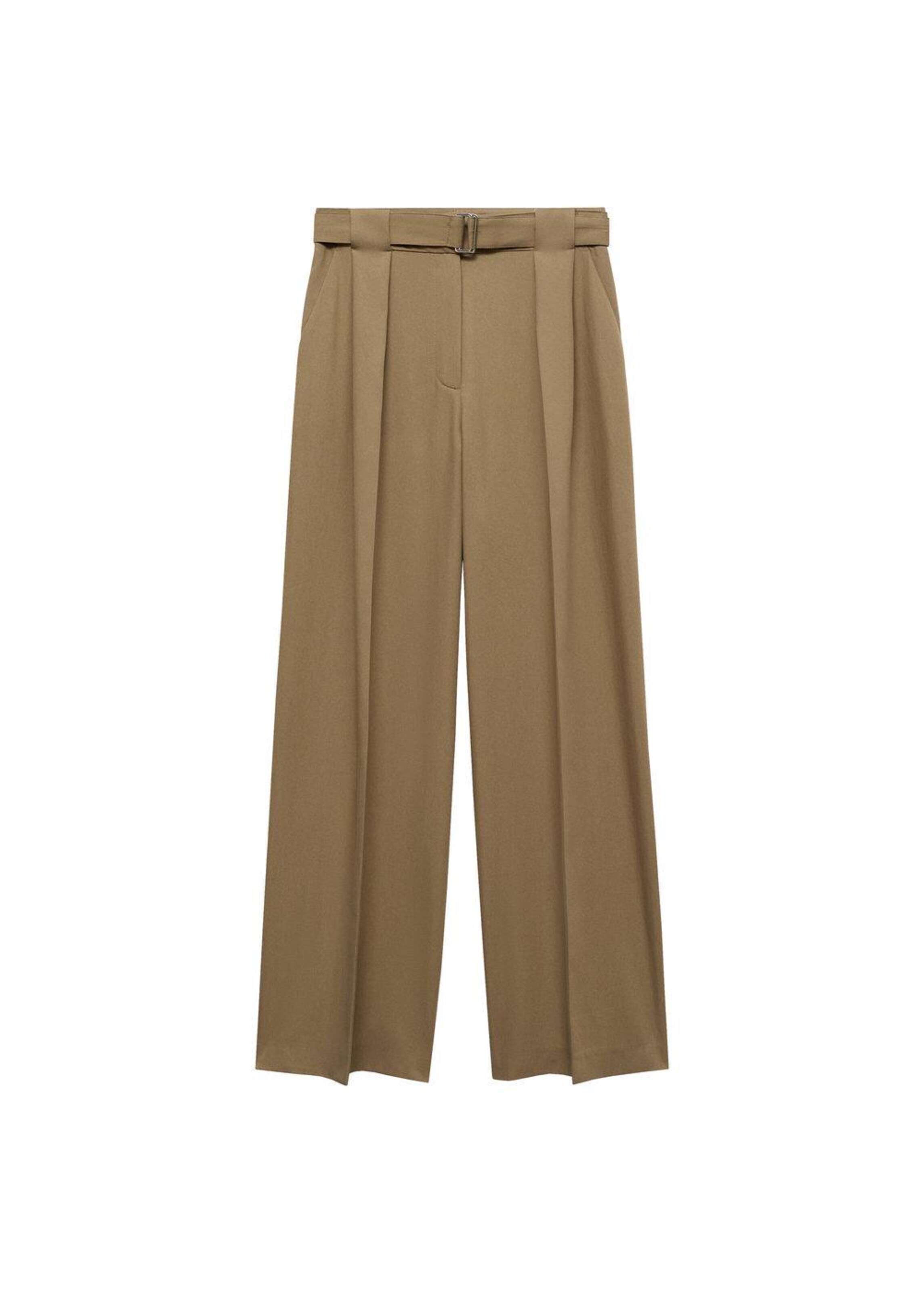 Wide Leg Pantalon à pince 'Dobby' MANGO en Kaki | ABOUT YOU