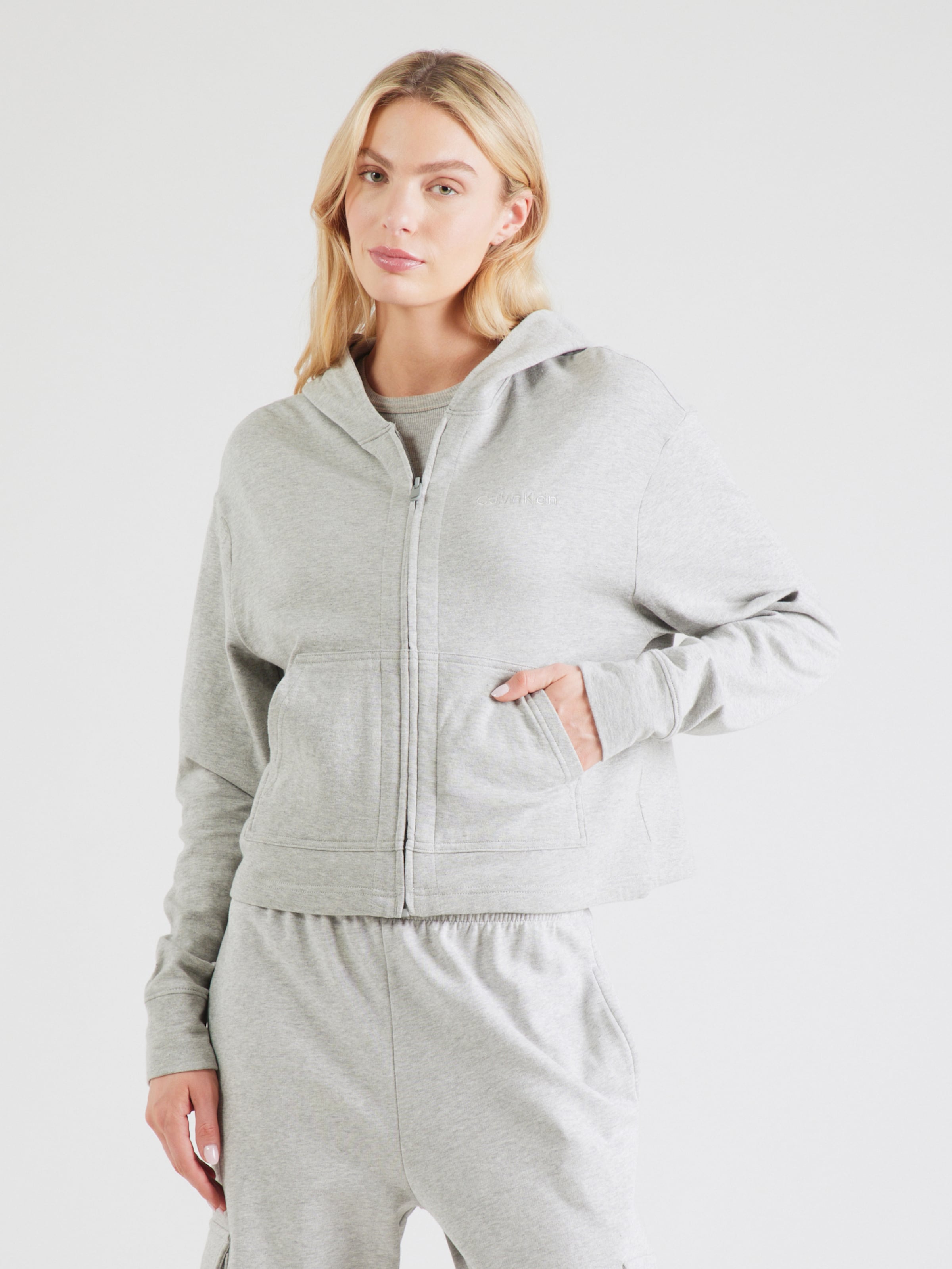 Calvin Klein Sweat jacket in Mottled Grey ABOUT YOU