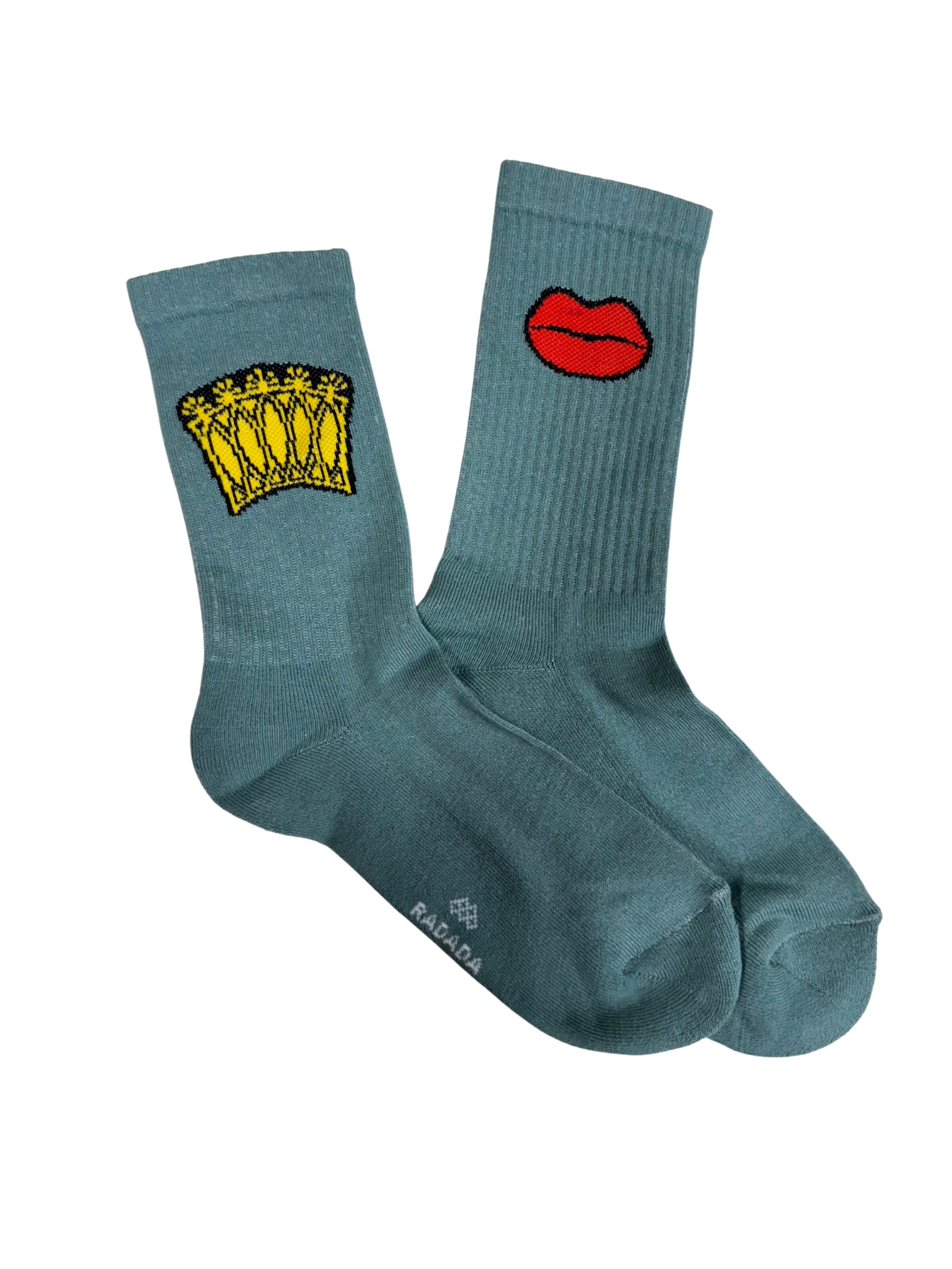 RADADA Sokken 'Golden Crown & Red Lips Sage' in Aqua | ABOUT YOU