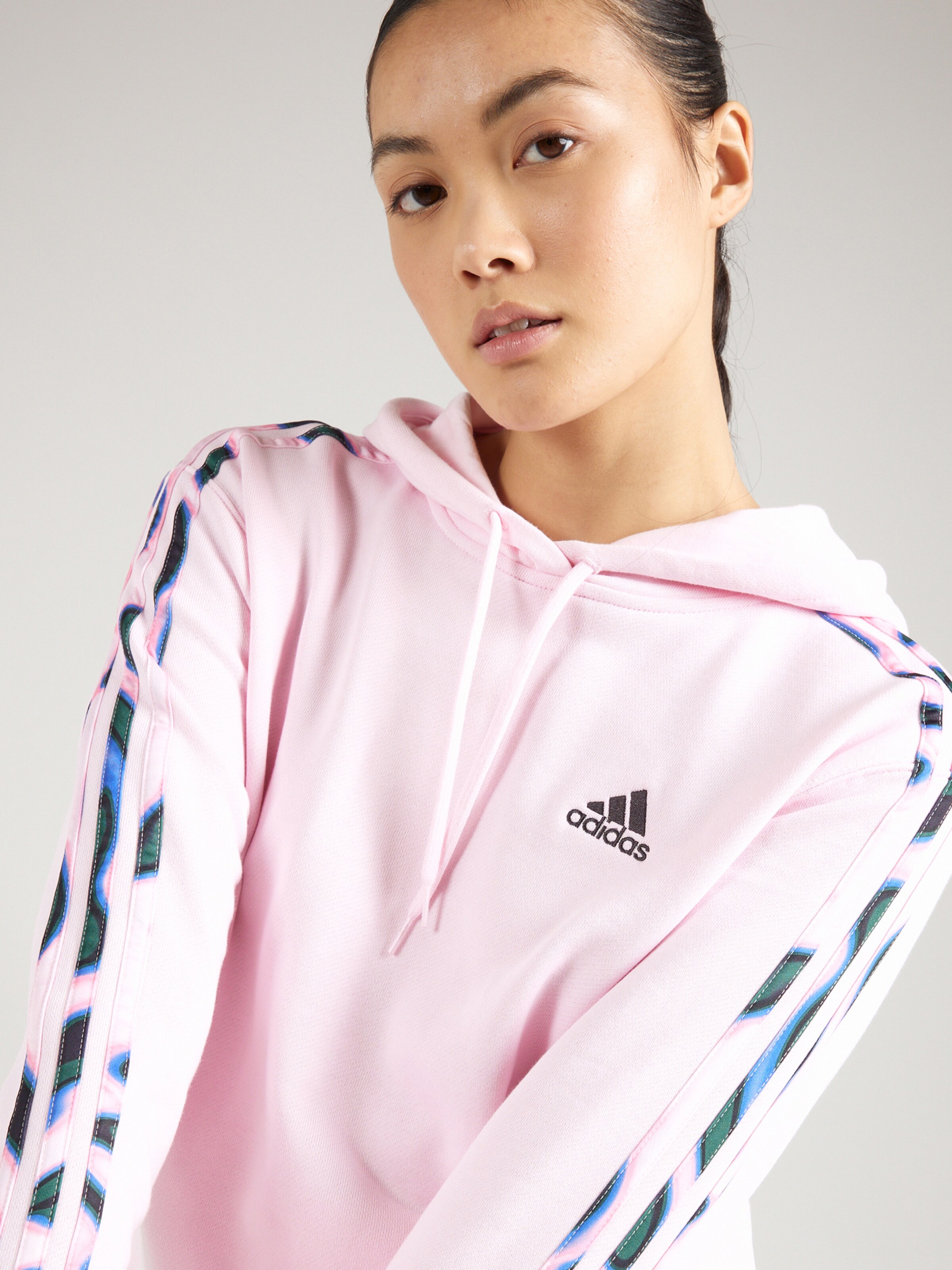 Adidas Performance Felpa Con Cappuccio 3-stripes Print Rosa, 41% OFF