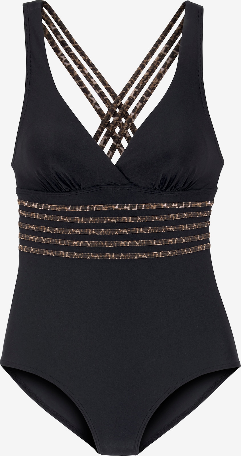 Lascana Badeanzug In Beige Braun Schwarz About You
