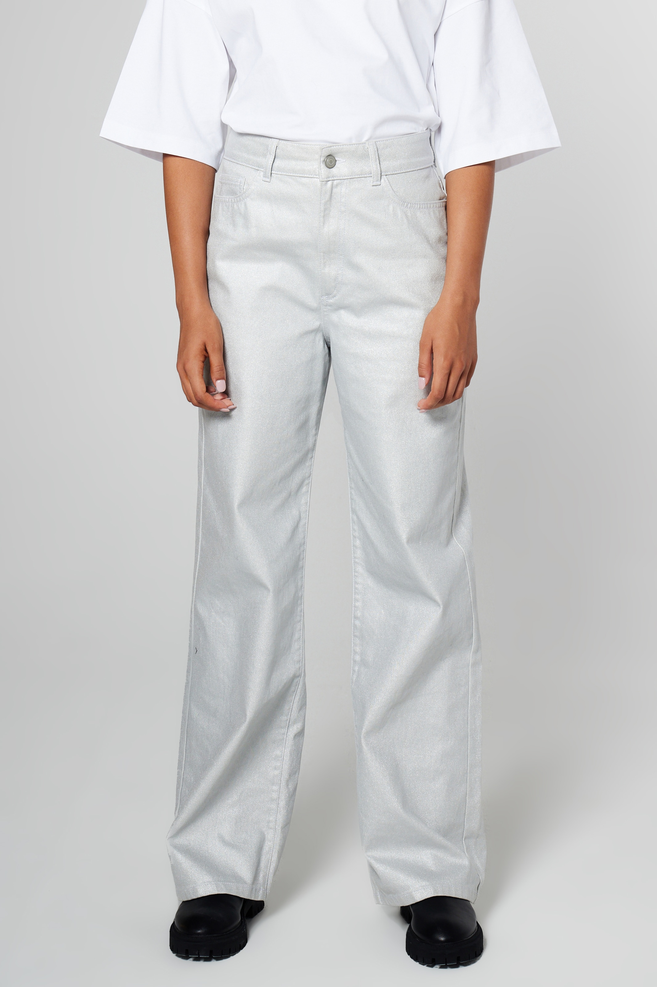 Aligne Wide Leg Jeans 'Freda' i Sølv | ABOUT YOU