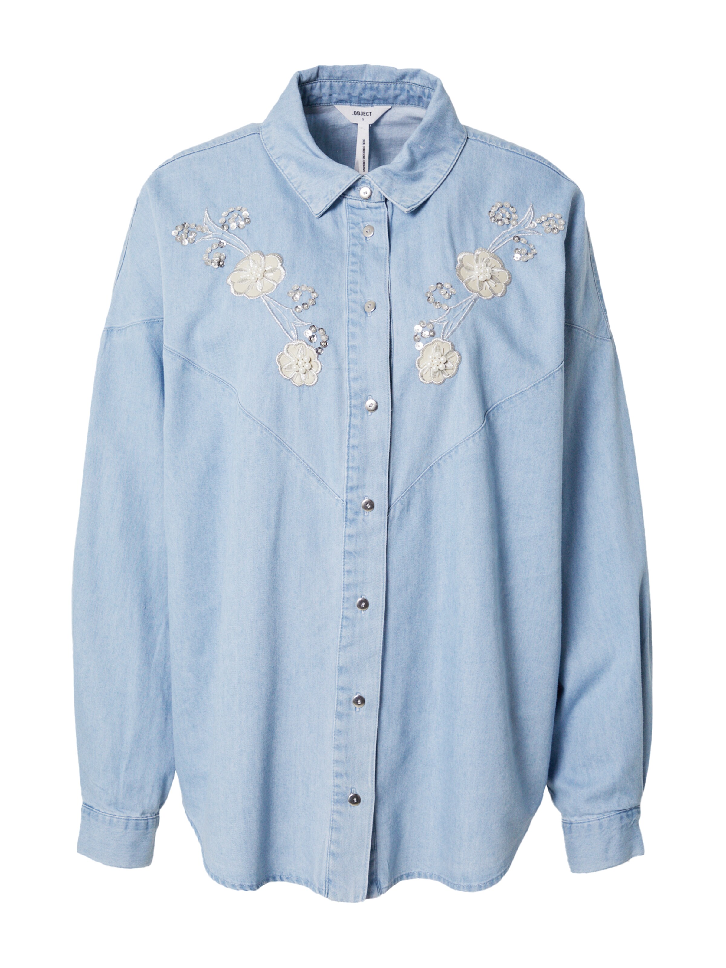 OBJECT Bluse in Blue Denim | ABOUT YOU