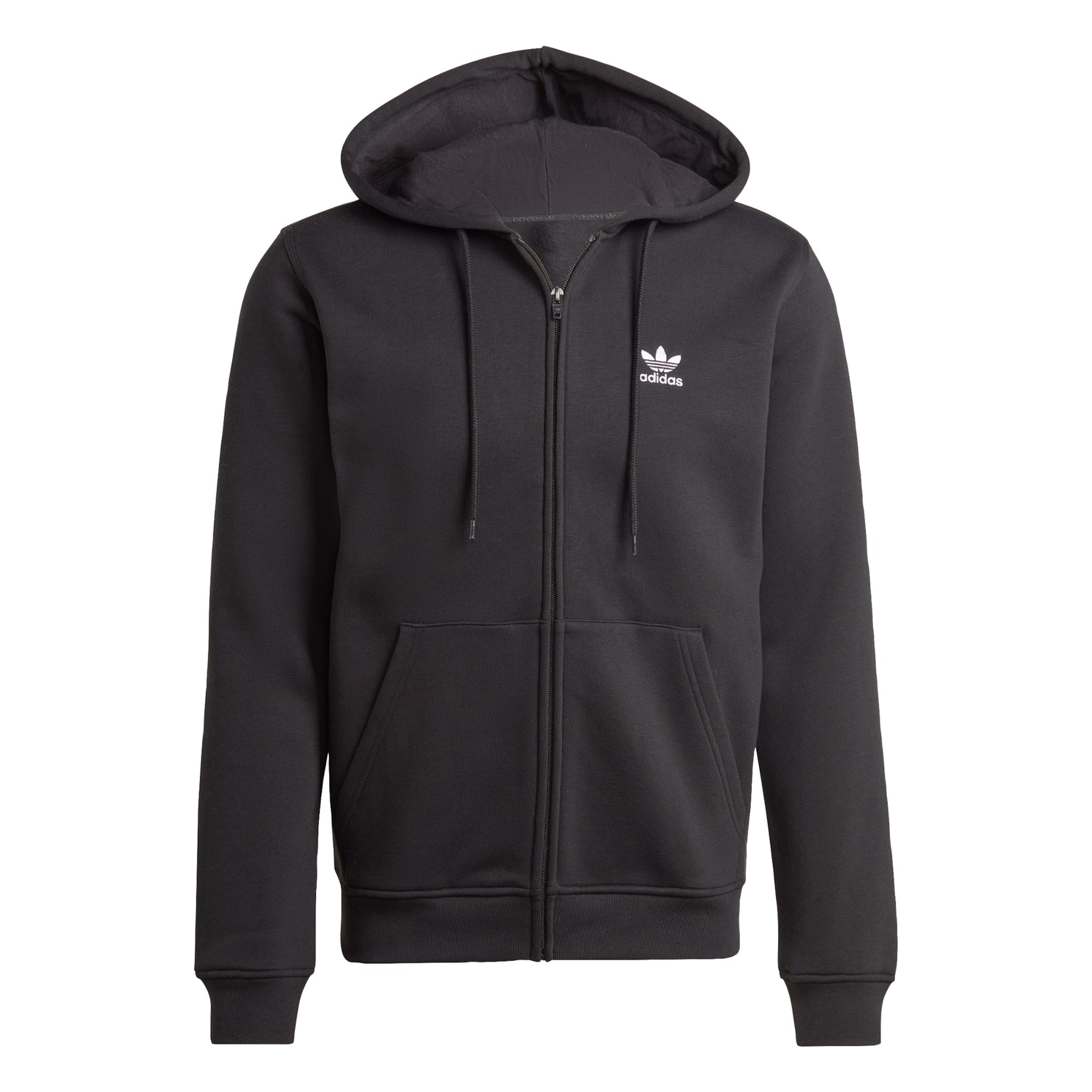ADIDAS ORIGINALS Zip Up Hoodie Trefoil Essentials in Black ABOUT YOU