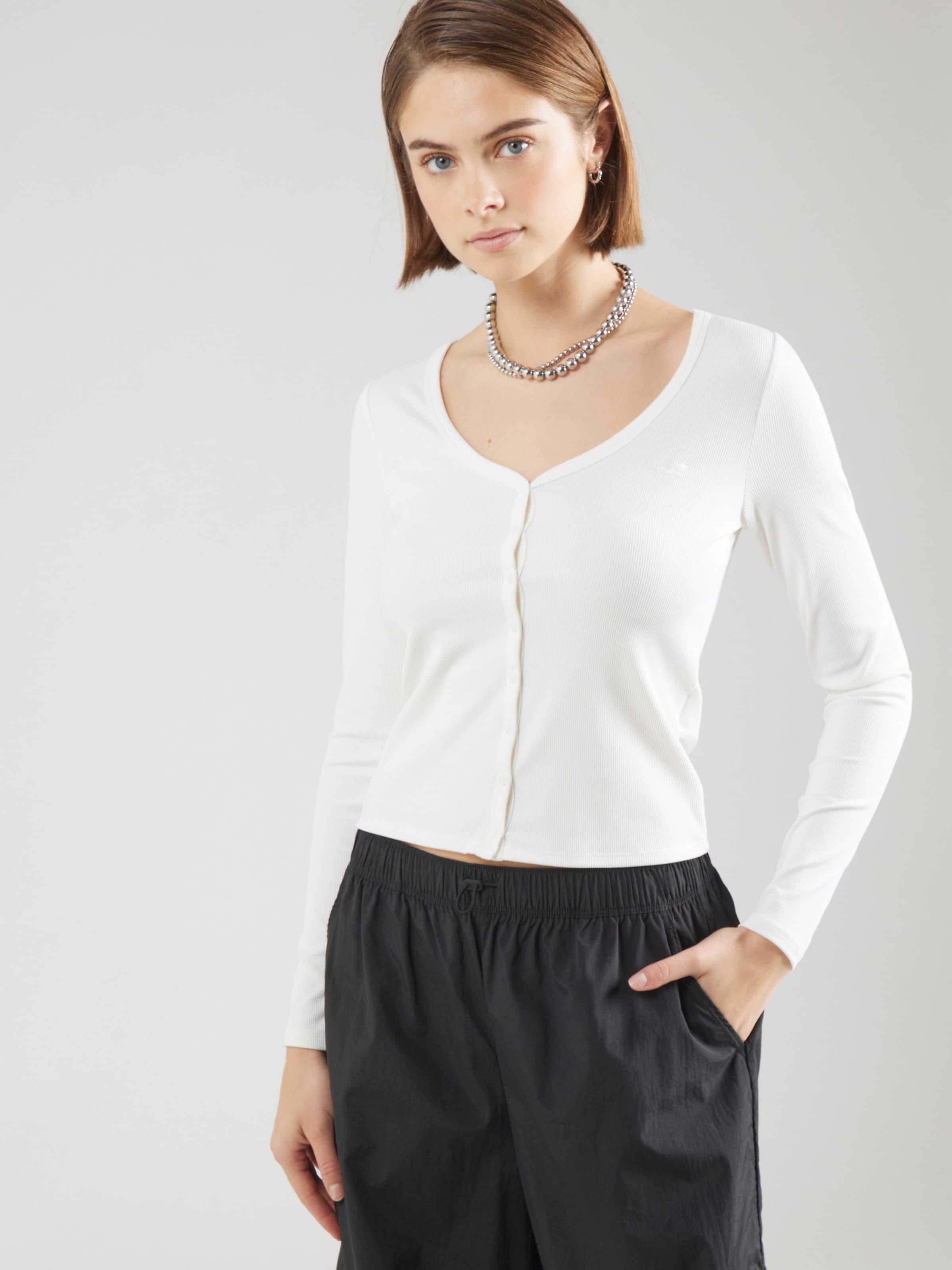 Hollister white cardigan store