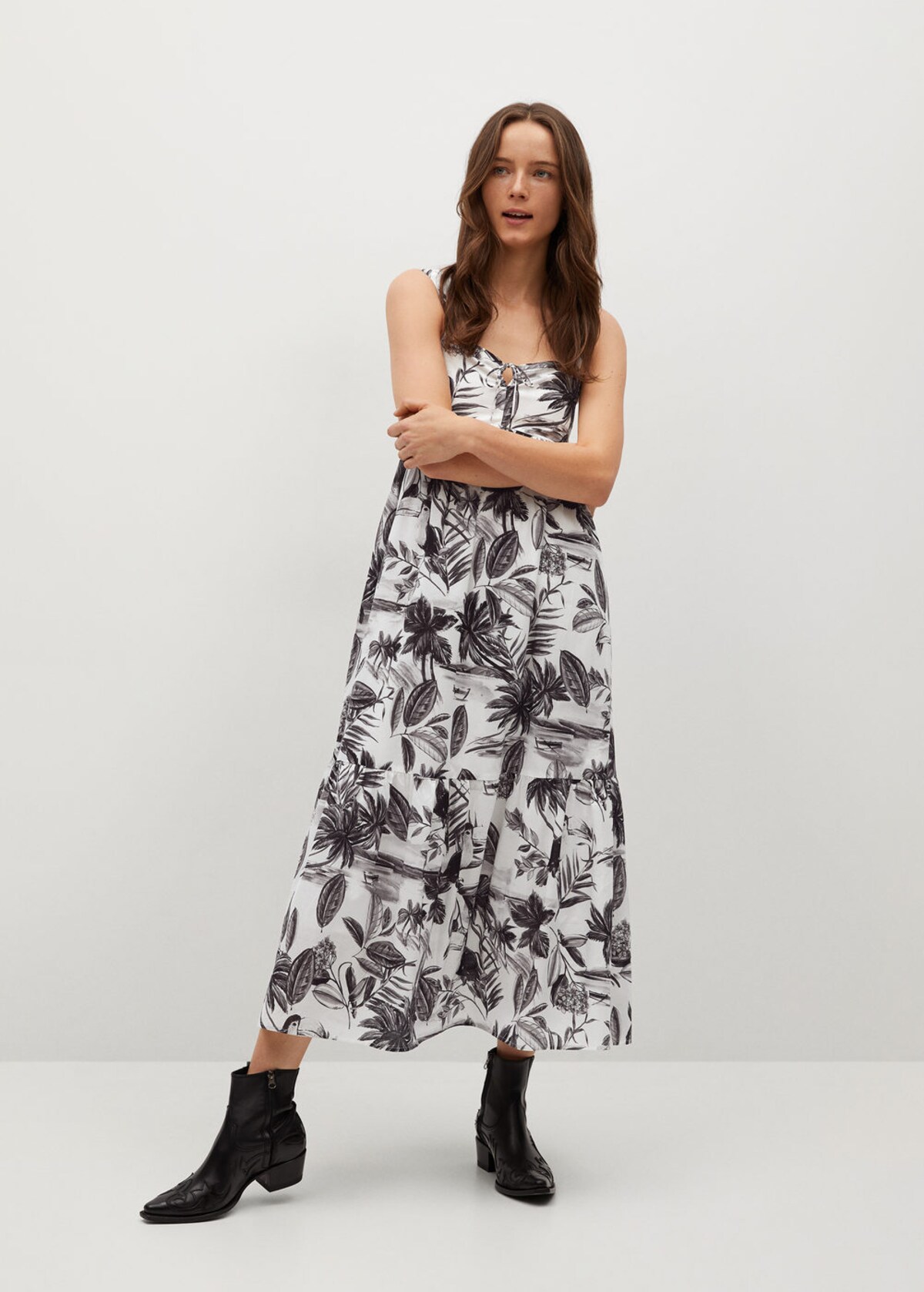 MANGO Kleid in schwarz / weißmeliert | ABOUT YOU