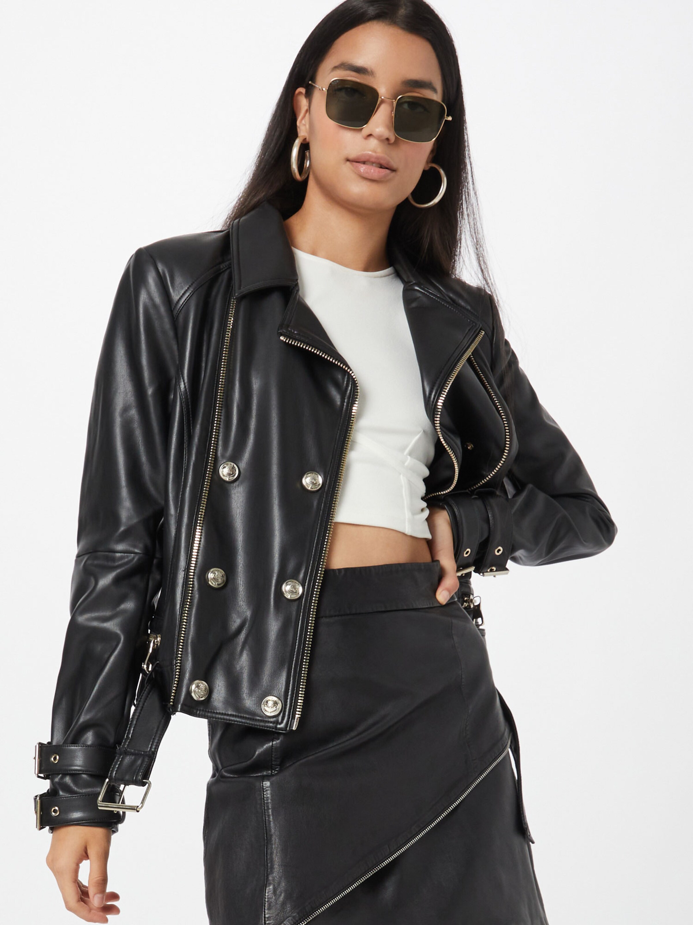 Knocked Down Faux Leather Motorcycle Jacket Black Swank A