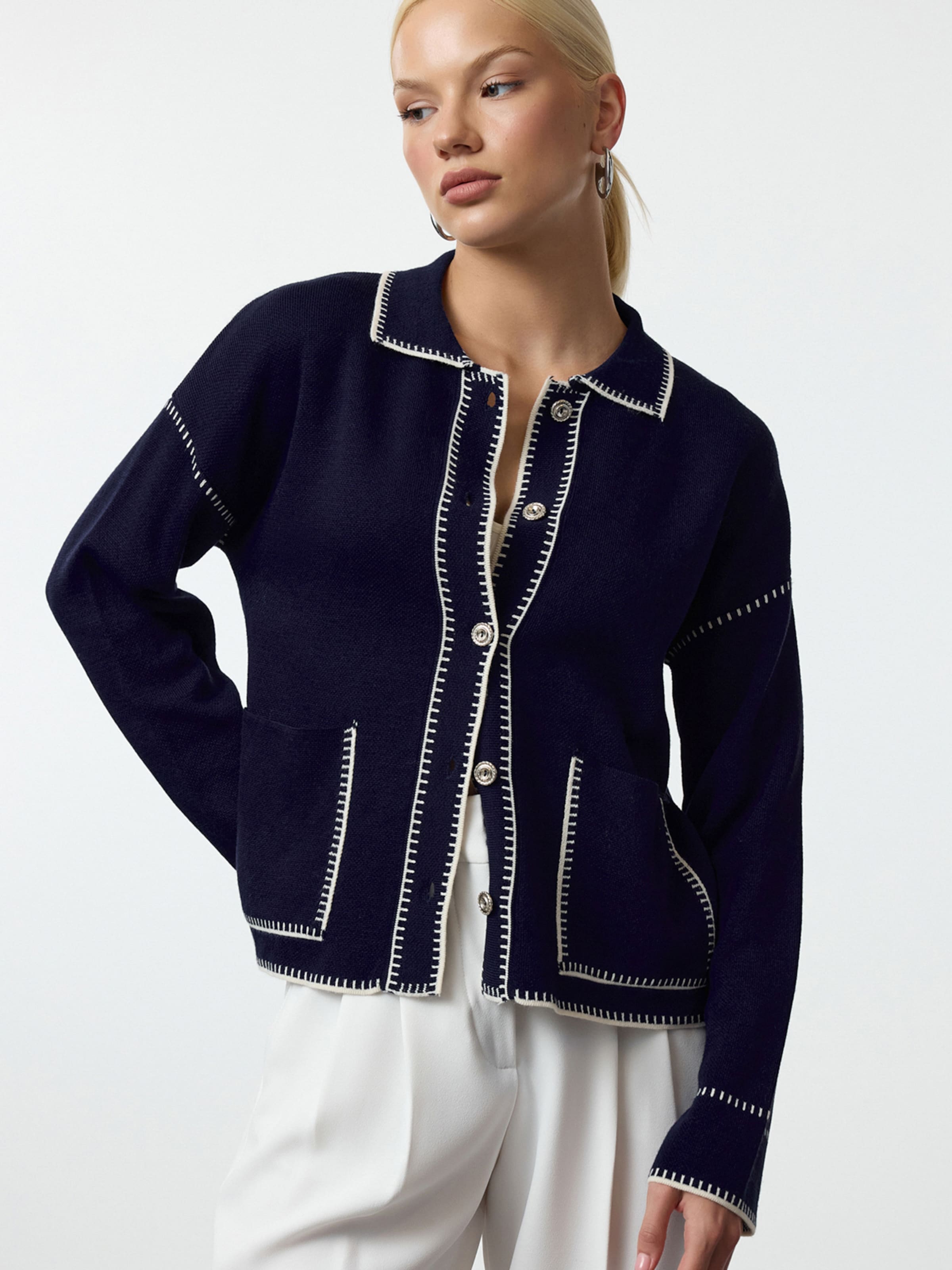 Indigo Spalva Trendyol Kardiganas | ABOUT YOU