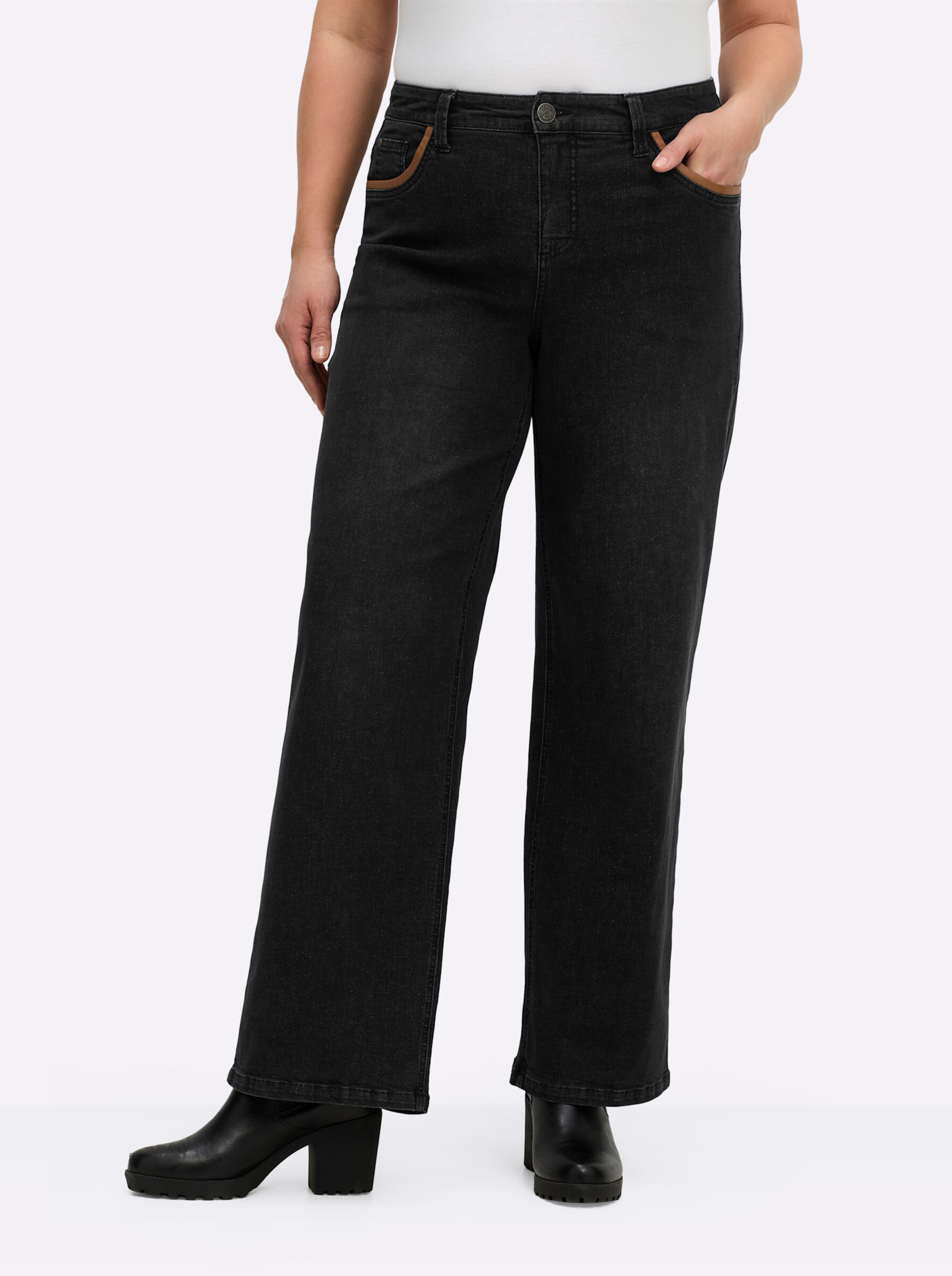 SHEEGO Regular Jeans in Black Denim | ABOUT YOU