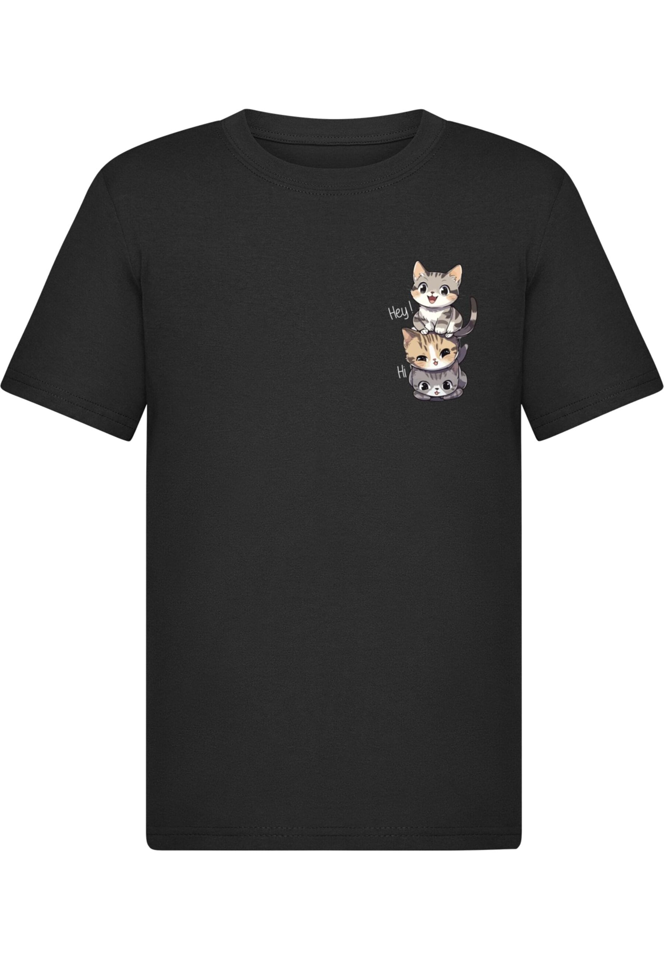 Merchcode T-Shirt 'Hi Cats' in Schwarz | ABOUT YOU