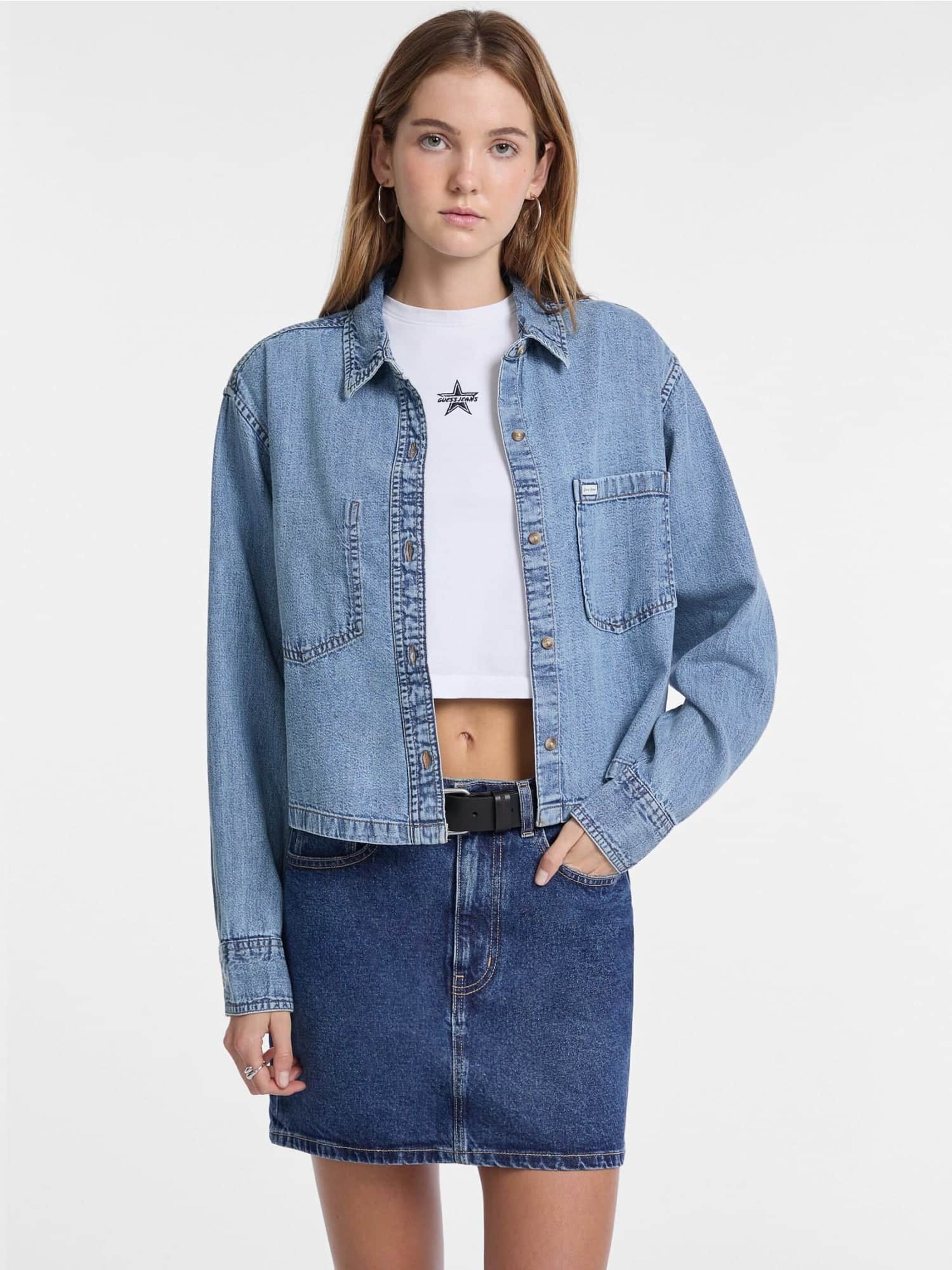GUESS Bluse in Blue Denim | ABOUT YOU