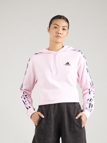 Adidas Performance Felpa Con Cappuccio 3-stripes Print Rosa, 41% OFF