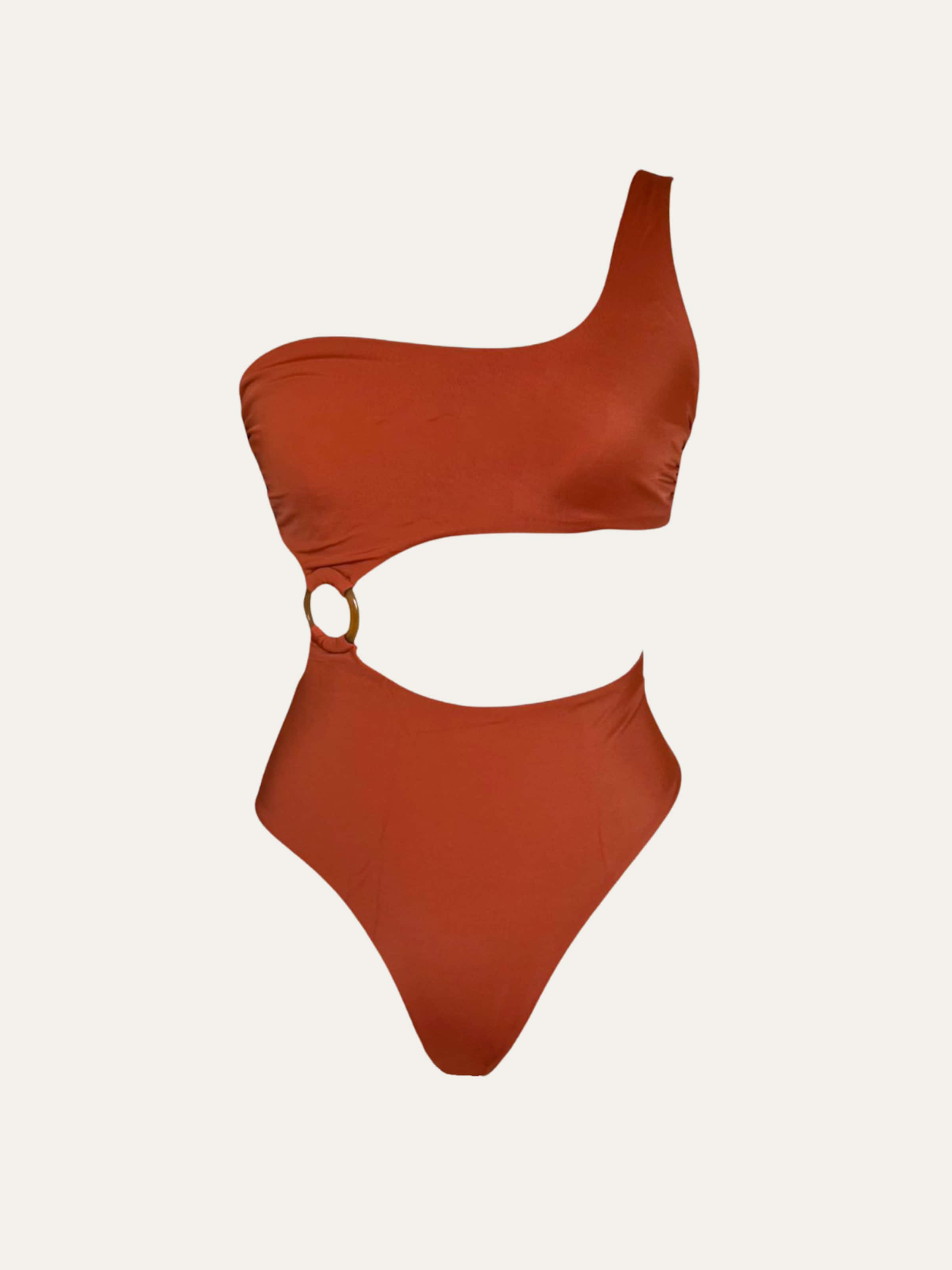 Billie Swim Bandeau Badpak 'Biarritz One Piece' in Bruin | ABOUT YOU